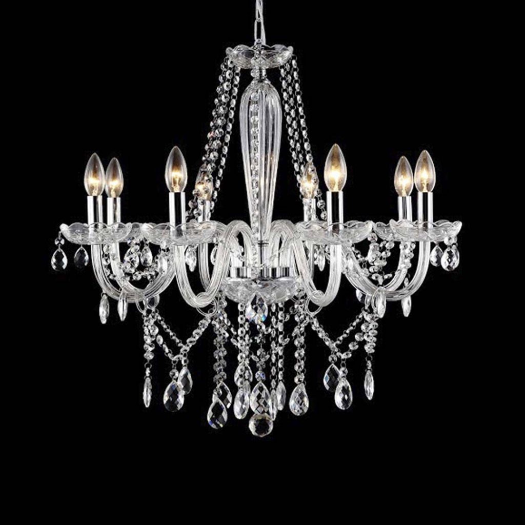 Lustre Candelabro de Cristal Maria Tereza – 8 Braços Transparente ...
